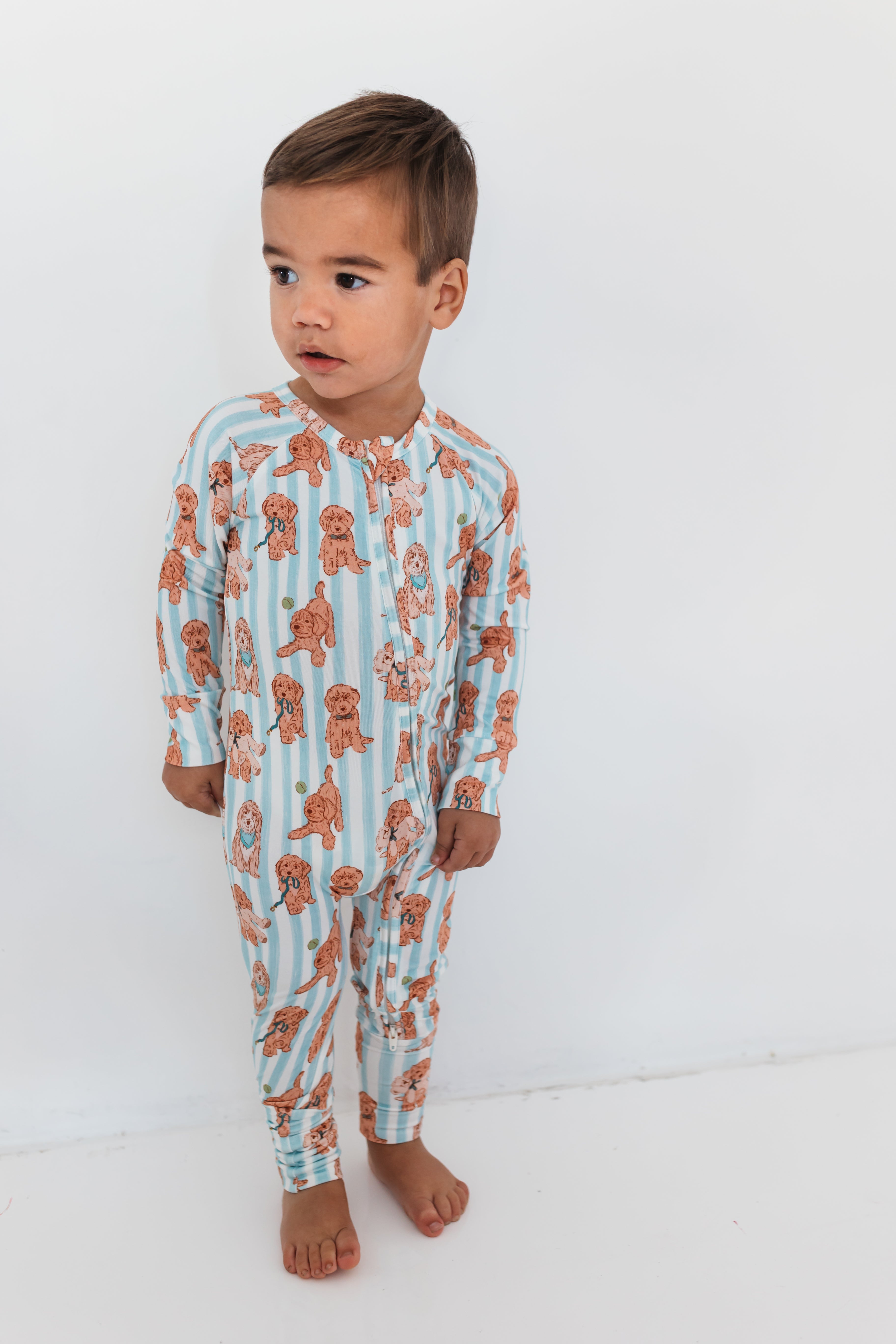 Blue Puppy Zipper Romper – In My Jammers