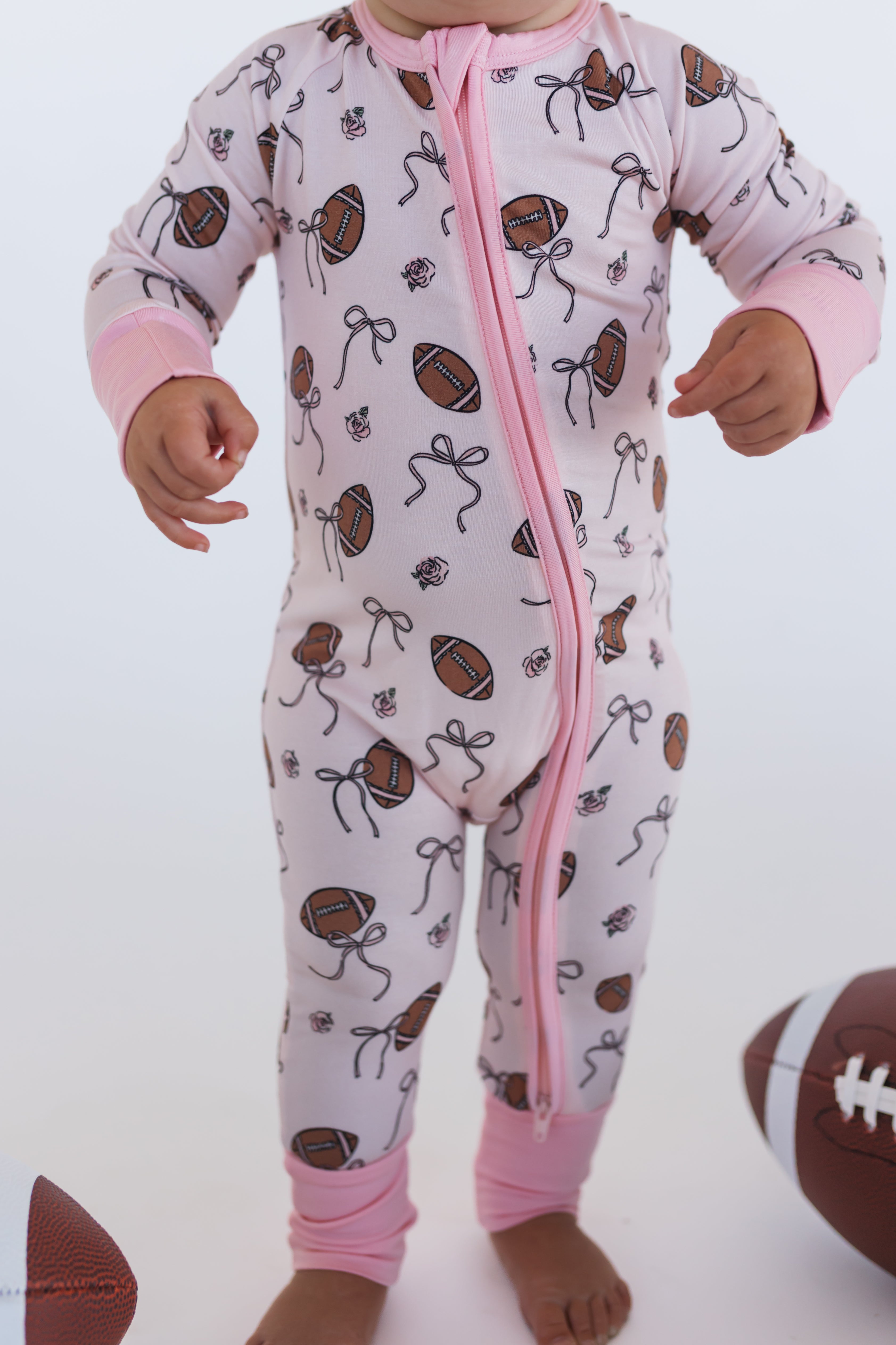 Blush Football Zipper Romper – In My Jammers